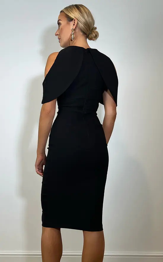 Lulu Black Cold Shoulder Midi Dress Vesper Silkfred Us